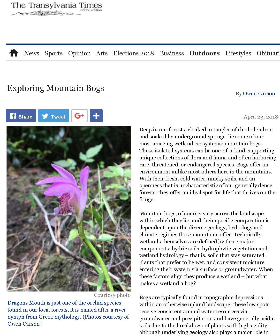 Exploring Mountain Bogs – Bog Learning Network